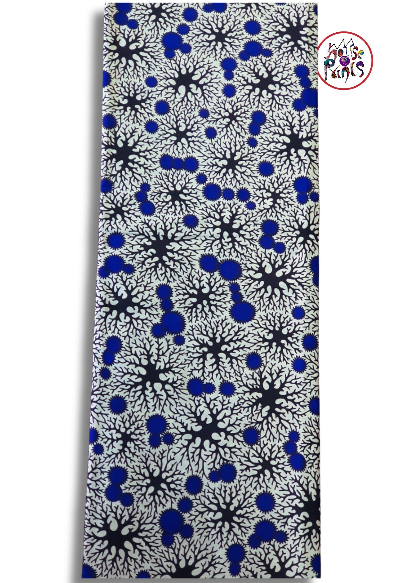 White & Blue Ankara Fabric - House of Prints