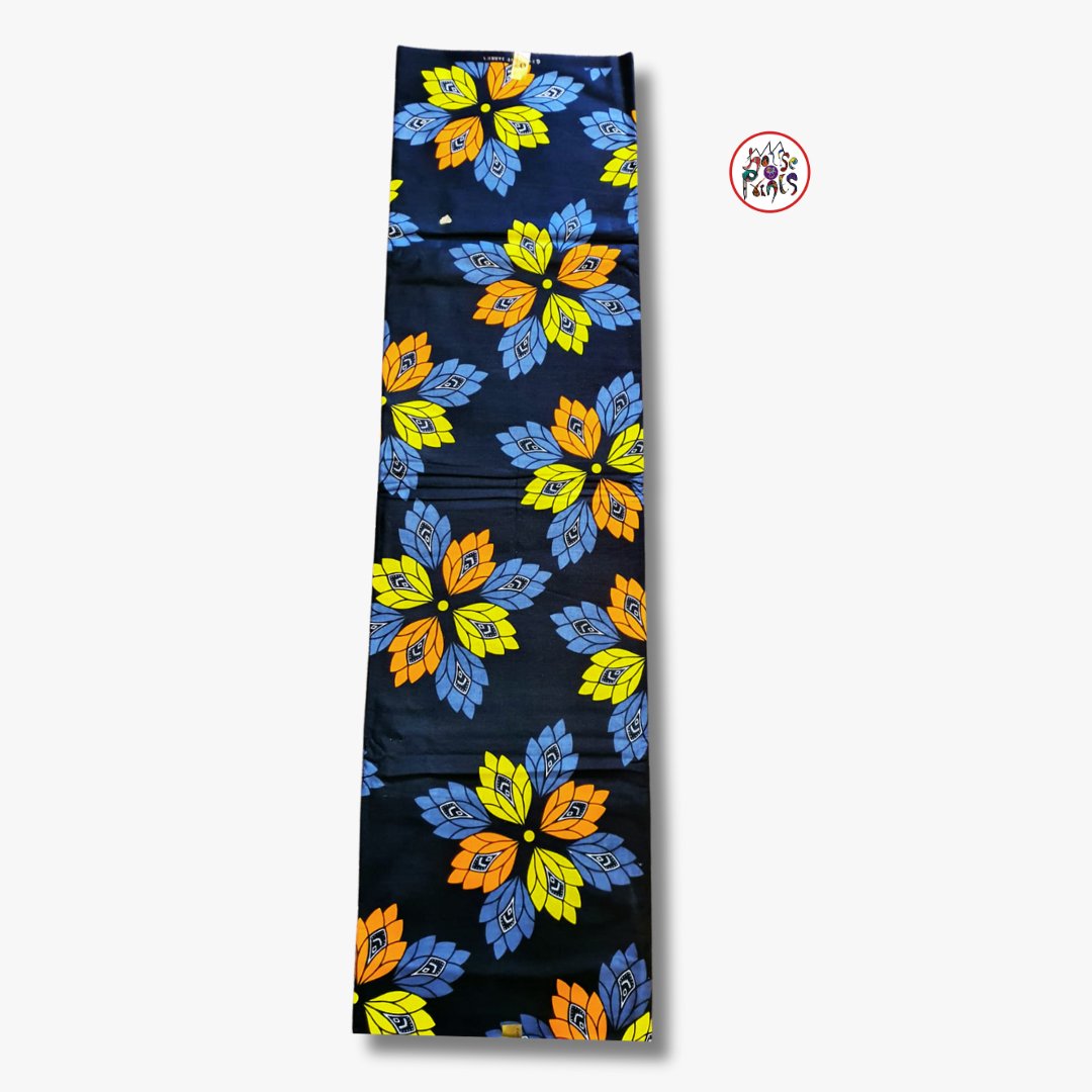 Black Floral Pattern Ankara Fabric - House of Prints