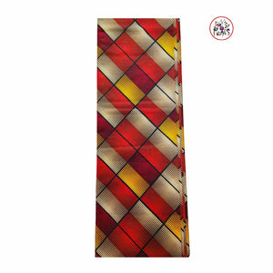 Red and Gold Check Ankara fabrics - House of Prints